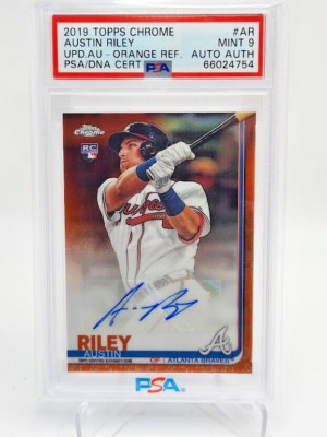 2019 Topps Chrome Austin Riley Update Auto Orange RC Rookie /25 PSA 9 ...