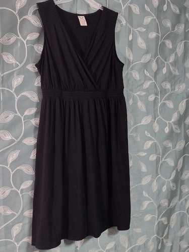 2X 18-20W Black Midi V Neck Sleeveless Swing Dress Faded Glory RN 44480 ...