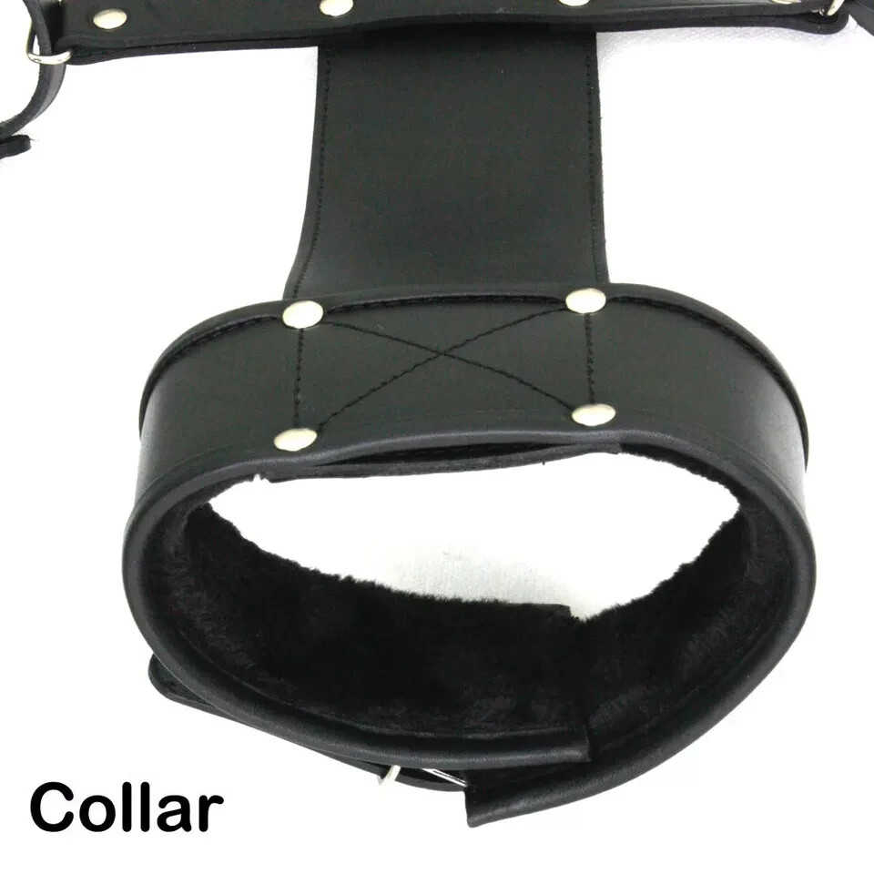 Lockable Genuine Cowhide Leather Body Cuffs BDSM Back Restraint Bondage ...