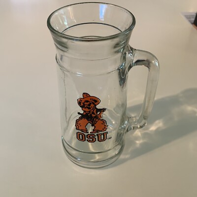 Vintage Oklahoma State OSU Cowboys Beer Mug O' Nuts Glass Cup Souvenir ...