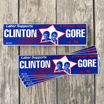 25 DEMOCRAT Campaign Bumper Stickers 1996 Bill Clinton Al Gore ...