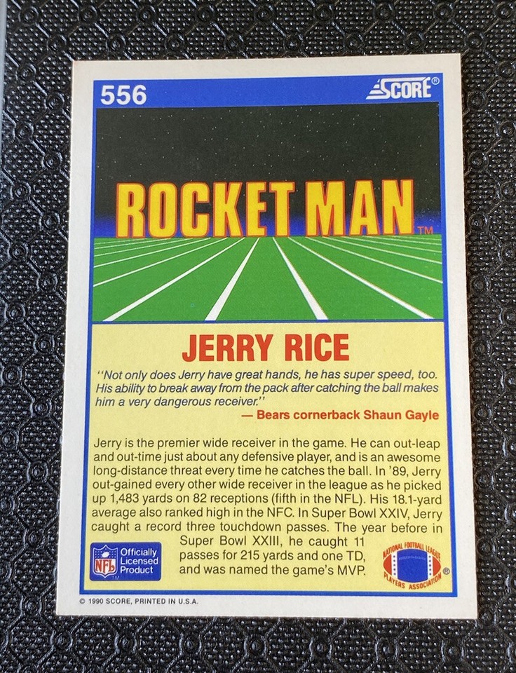 1990 Score - Football Card #556 Jerry Rice Rocket Man 49ers HOF MVP All ...