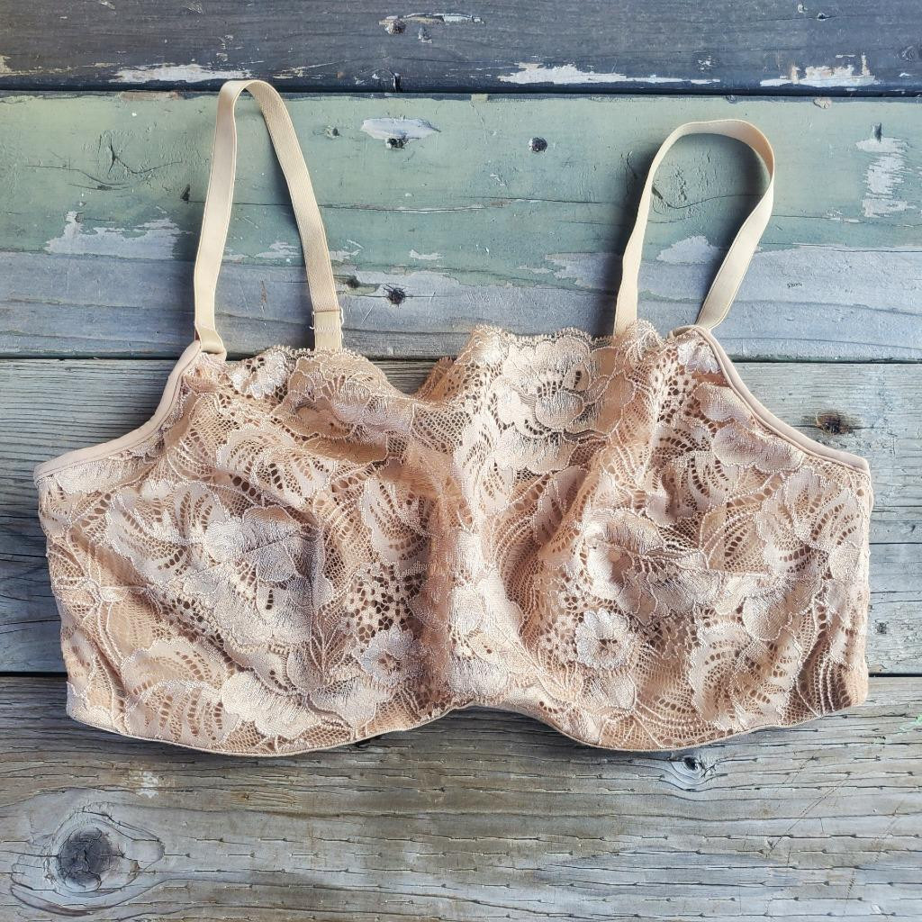 38DD Soma Camisole Lace Floral Underwire Beige Bra - Gem