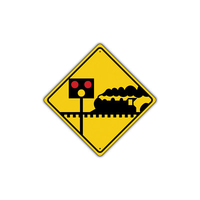 Railroad Train RR Crossing Stop Signal Safety Notice Diamond Aluminum ...