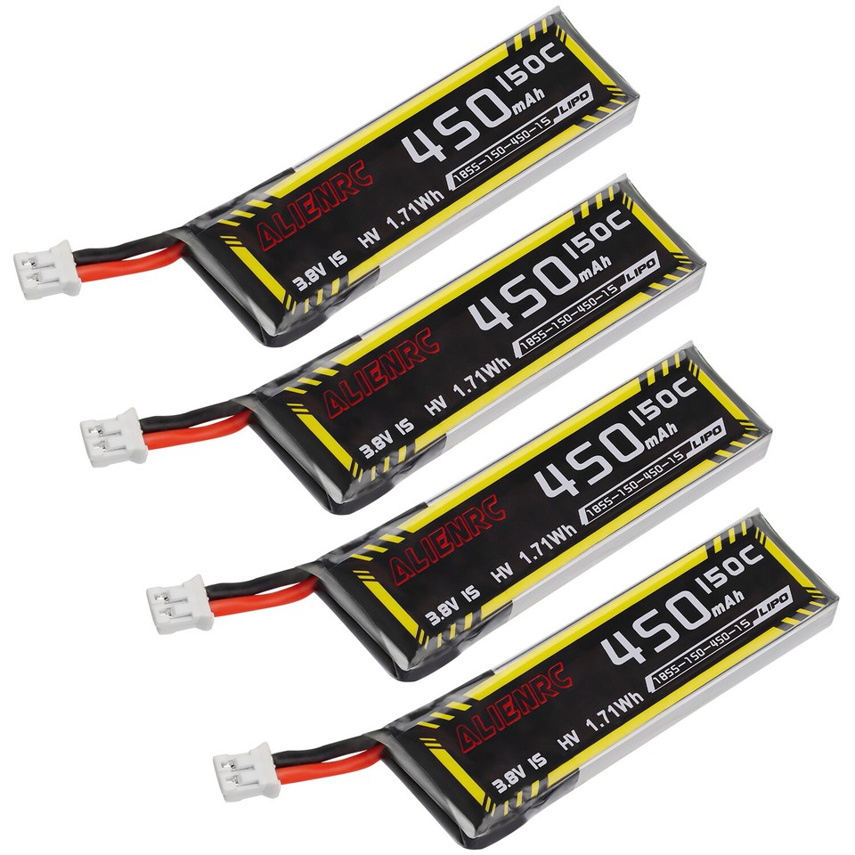4pcs 450mAh 1S HV 3.8V LiPo Battery 80C JST-PH 2.0 PowerWhoop mCPX Male ...