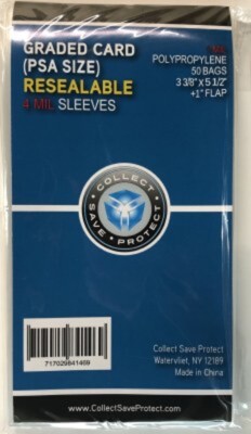 Pack of 50 CSP Perfect Fit GRADED Card SLEEVES 4 MIL Resealable BAGS ...