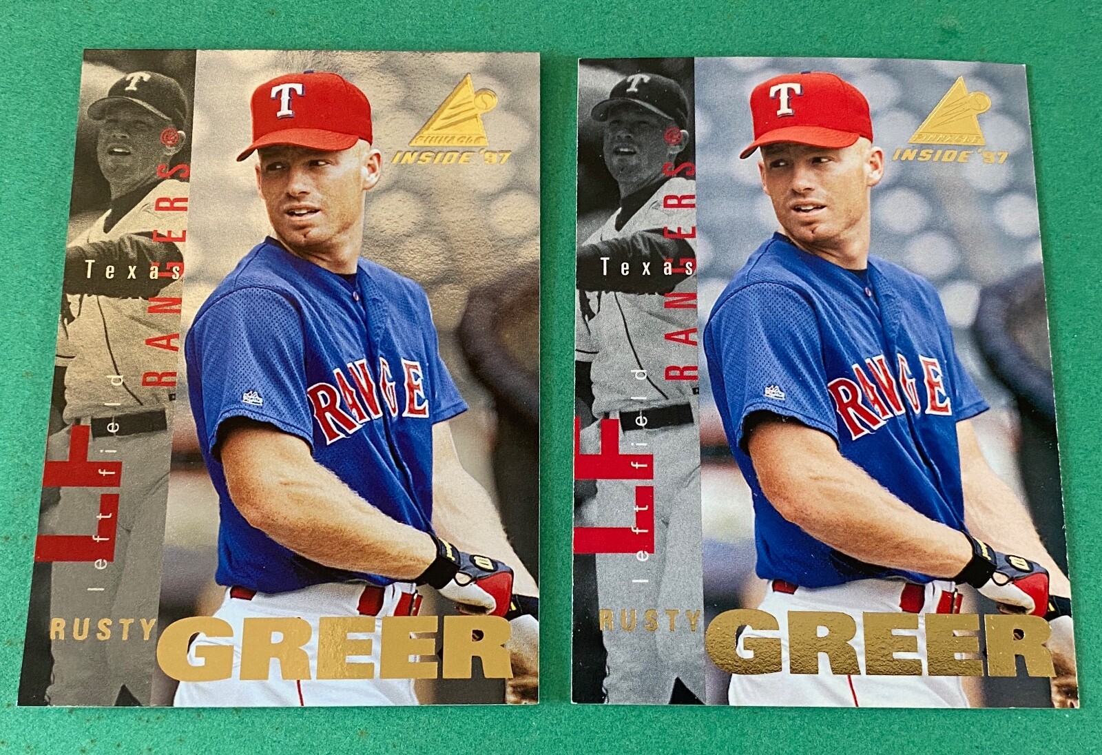 1997 Pinnacle Inside FOIL Club Edition RUSTY GREER Rangers #95 + base ...