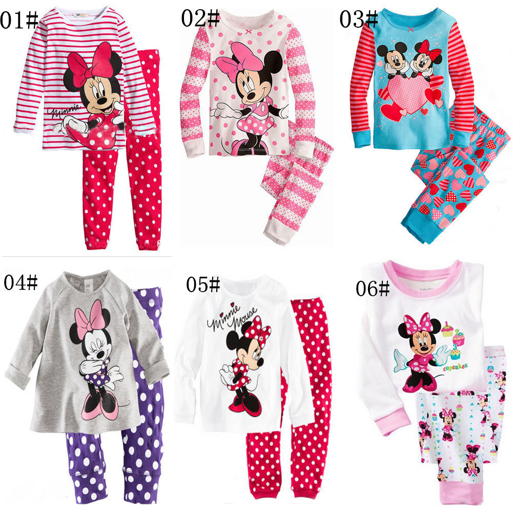 2pcs Kids Baby Girl cartoon Tops +Pants Pajamas Set Sleepwear Outfit ...