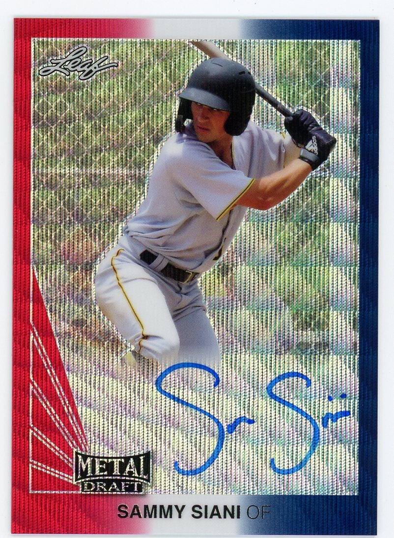 Sammy Siani 2019 Leaf Metal Draft Baseball 1990 Auto Autograph RWB Wave ...
