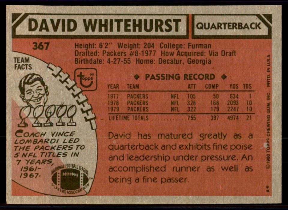 1980 Topps #367 David Whitehurst | eBay