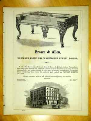 1856 Print Ads BROWN & ALLEN PIANO STORE Boston SOWLE & WARD GALLERIES ...