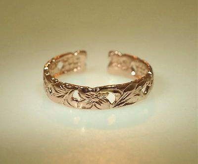 4MM SOLID 14K ROSE GOLD PIERCED HAWAIIAN QUEEN EMMA SCROLLS ADJUSTABLE ...