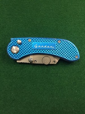 Gordon Folding Lock Back Utility Knife All Metal Construction Blue B-2 ...