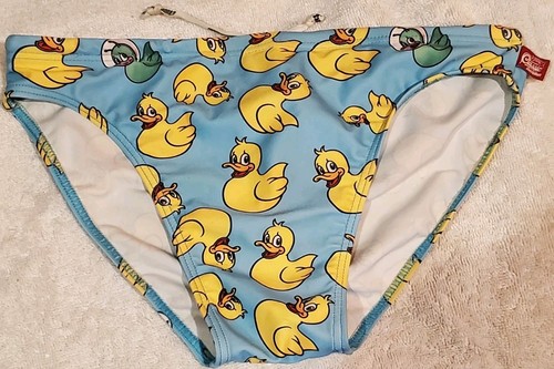 SPEEDO AUSSIEBUM Australia Mens Swim Brief 5cm SzS NEW Lycra DUCKS Blue ...