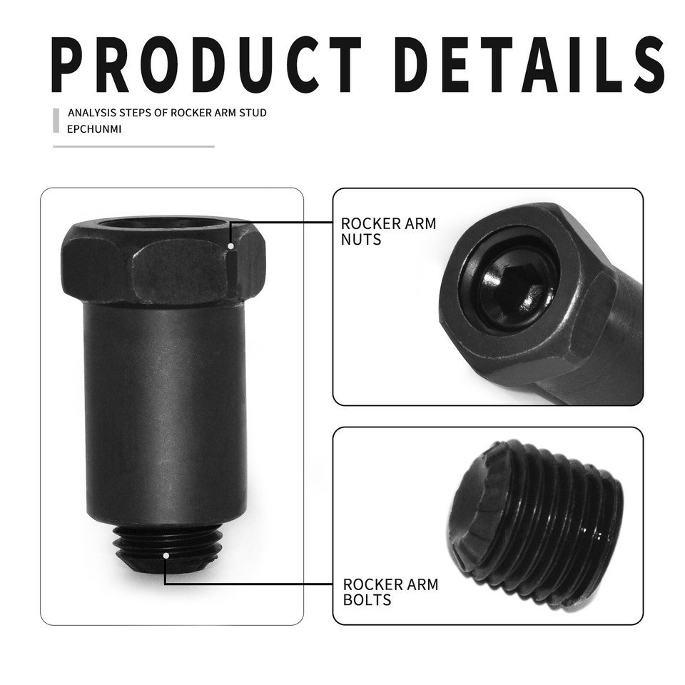 EPChunMi Rocker Arm Nuts 7/16-20 in Thread Steel Black Oxide Poly Lock ...