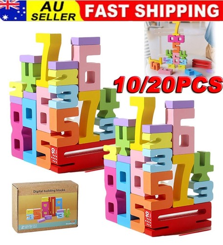 Children's Digital Building Blocks, Number Wooden Building Blocks Set ...