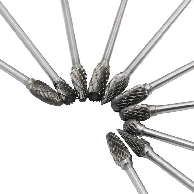 10pcs/set Solid Carbide Rotary Burr Grinding Head Grinding Drill Bit ...