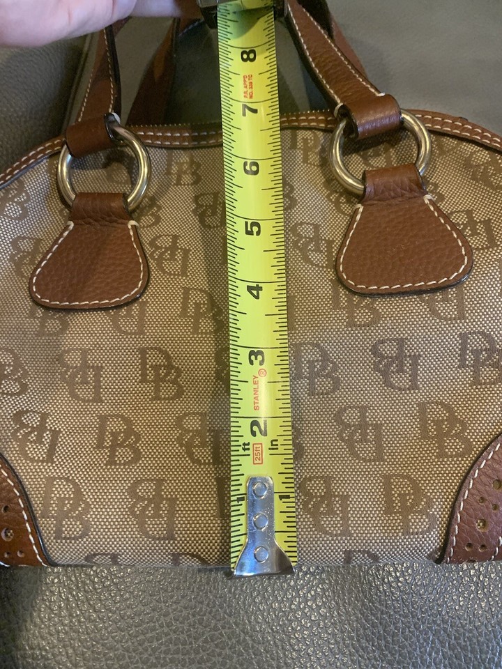 Dooney And Bourke DB Brown Beige Logo Canvas Handbag Leather Vintage ...