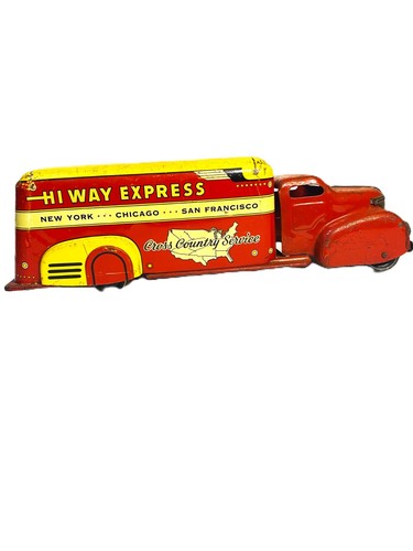 Vintage Louis Marx HI Way Express 61471 Pressed Steel Tin Truck Wood ...