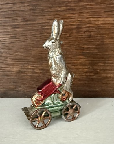 R A SMITH Fine Toys 1986 Rabbit with Wheelbarrow On Wheels Cast Metal ...