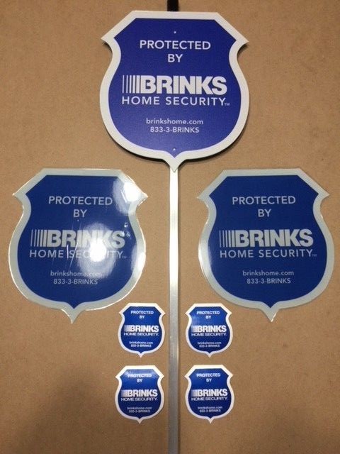 BRINKS REFLECTIVE Security Yard Sign with Stake + 4 2-Sided Decals ...