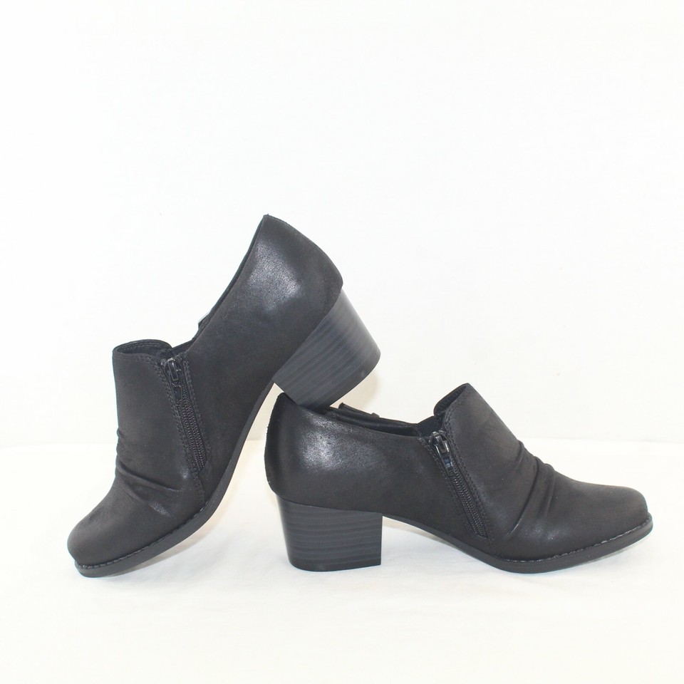 YUU RAZZY women's zip up dress shoes size 7 M black fabric upper block ...