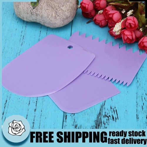3pcs Plastic Dough Fondant Scraper Cake Decorating Baking Tool(Purple ...
