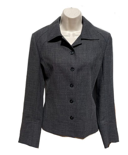Michel Rene Women Dark Grey Wool Blazer Button Down Jacket Vintage ...