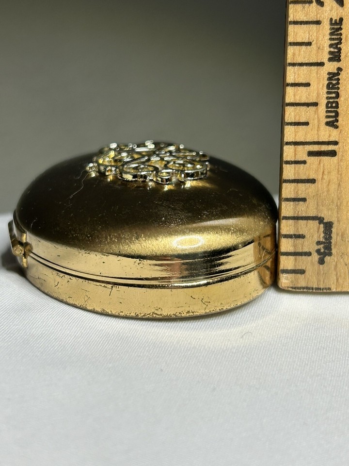 Vintage Germaine Monteil Powder Compact Oval Goldtone Monogram ~ Powder ...