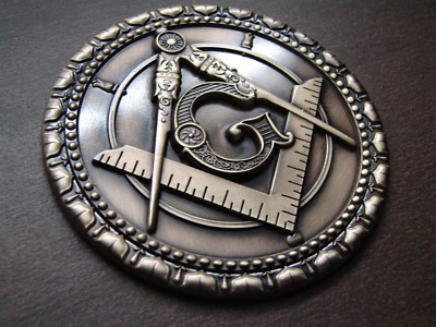 FREEMASON MASONIC CAR EMBLEM HEAVY DUTY ALLOY VINTAGE GOLD COLOR 3D ...