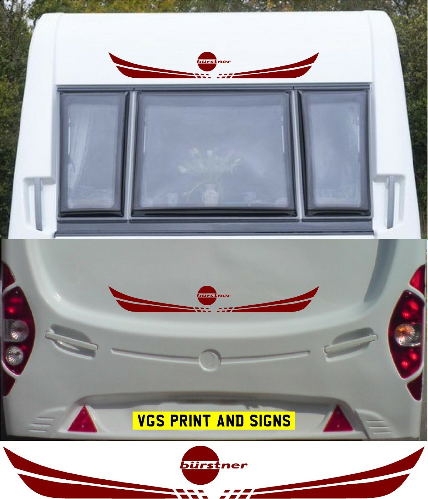 BURSTNER CARAVAN/MOTORHOME 2 PIECE KIT DECALS STICKER CHOICE OF COLOUR ...