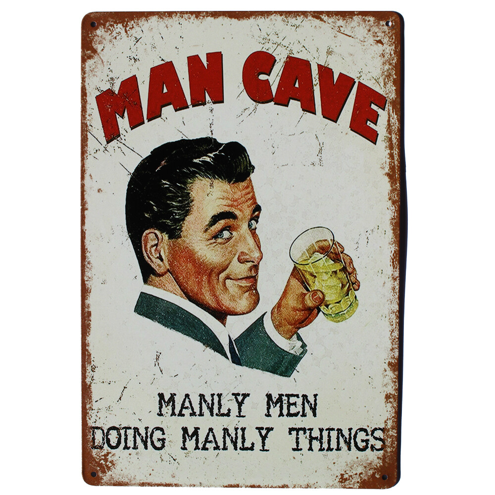 2x Tin Sign 200x300mm Man Cave Manly Men Doing Manly Things Bar Pub ...