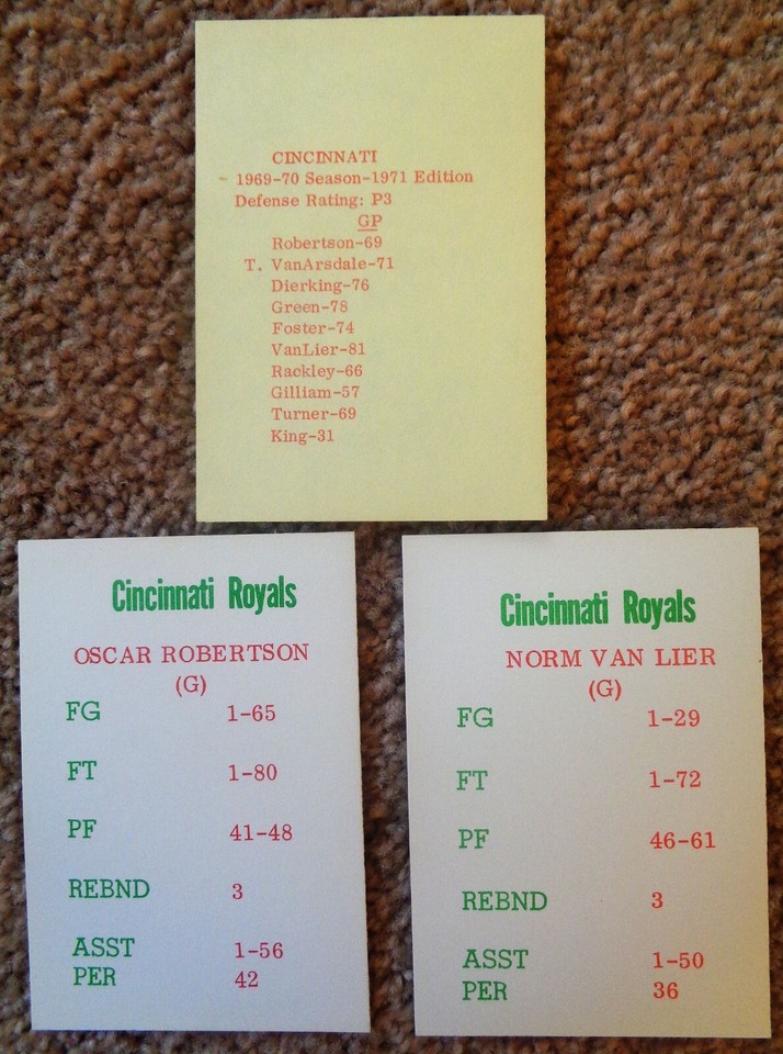 Negamco CINCINNATI ROYALS 1969-70 Team 11 CARD SET Oscar Robertson ...