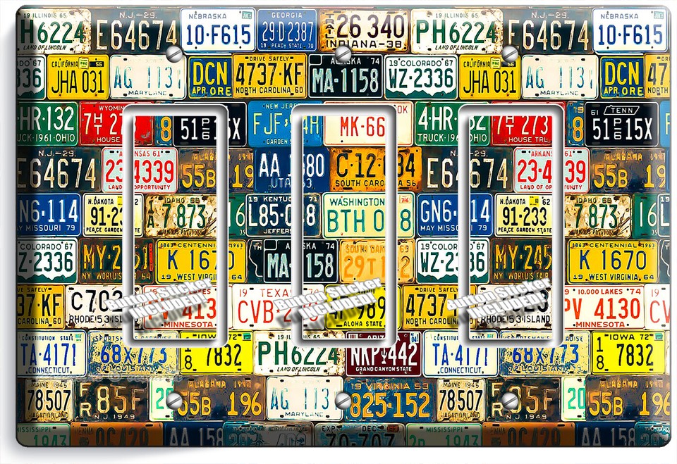 VINTAGE RUSTIC CAR PLATES LIGHT SWITCH OUTLET WALL PLATES GARAGE MAN ...