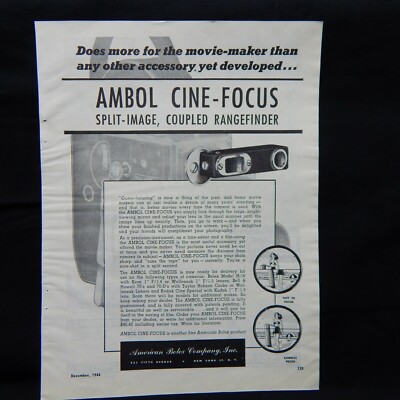 AMBOL CINE-FOCUS RANGEFINDER 1946 MAGAZINE ADVERTISEMENT PHOTOGRAPHY | eBay