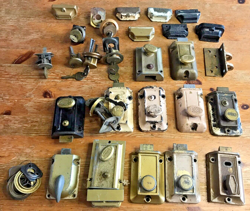 Vintage Locksmith Lot Deadbolt Door Lock Parts Salvage Yale Corbin Keil ...