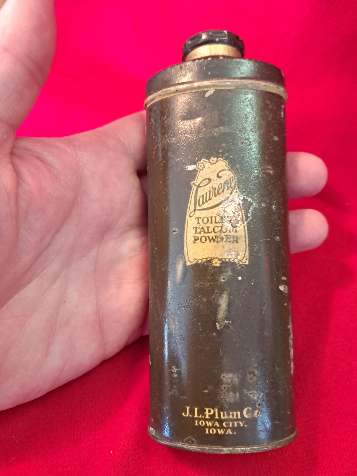 Antique JL Plum Laurene Talcum Powder Tin | Grelly USA