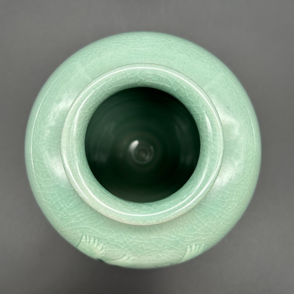 Korean Green Celadon Flying Crane Vessel Vase Traditional Crackle | eBay