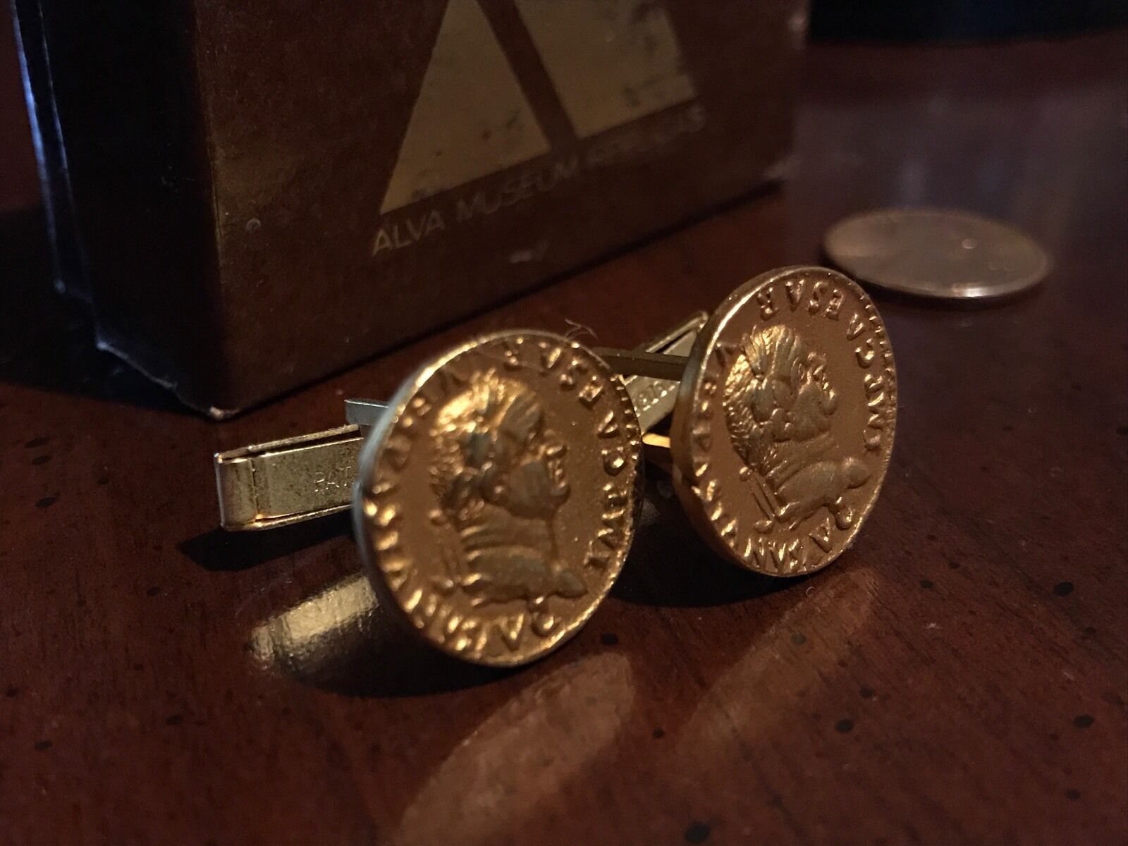 Vintage Roman Gold Coin Vespasian Goddess of Fate Fortune Cufflinks ...