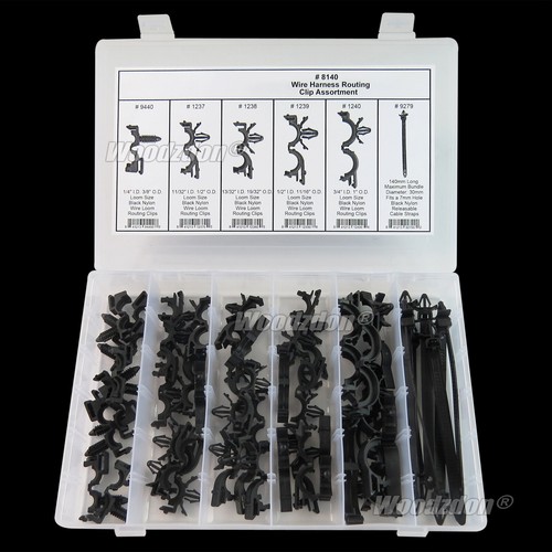 54 PC Wiring Harness Wire Loom Routing Clip Assortment Convoluted ...