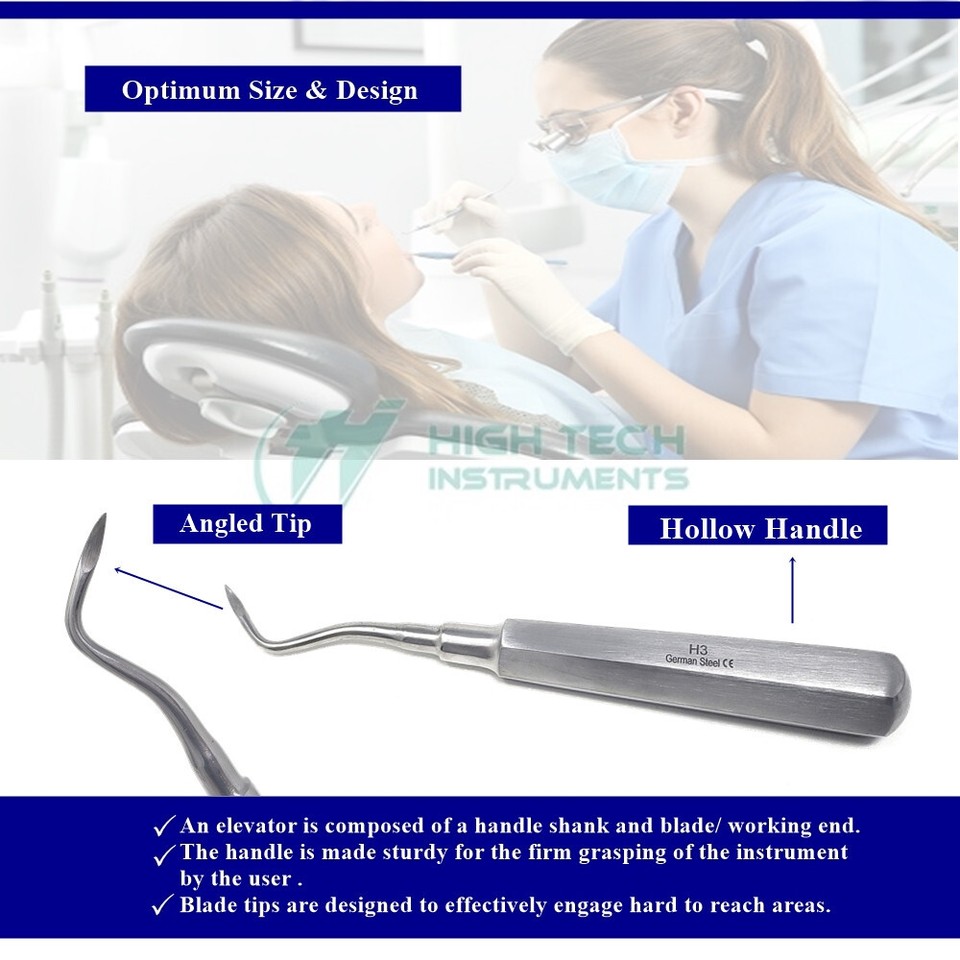 Dental Surgical Elevator Polygon H3 Root Tip Extraction Offset ...