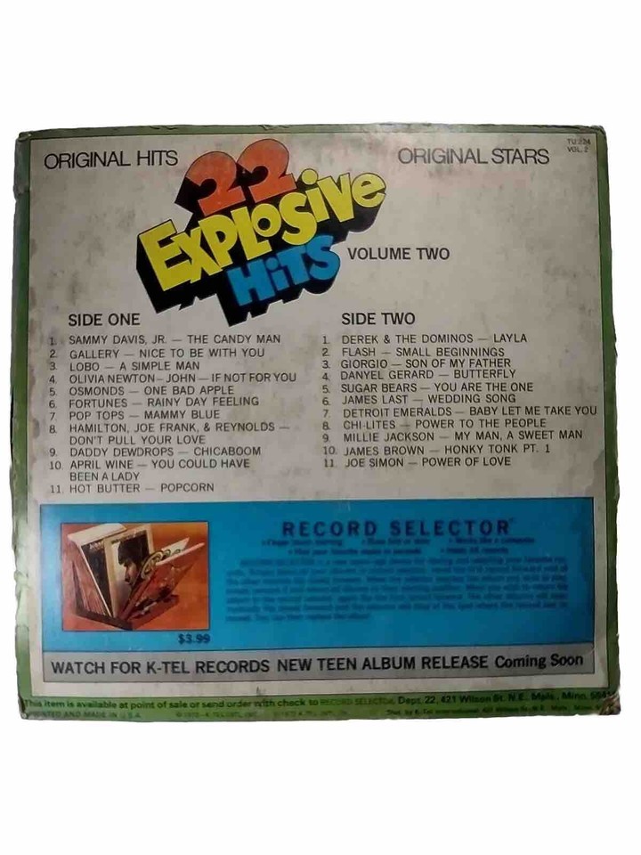 K-Tel - 22 Explosive Hits - Original Hits - Original Stars, 1972, TU ...