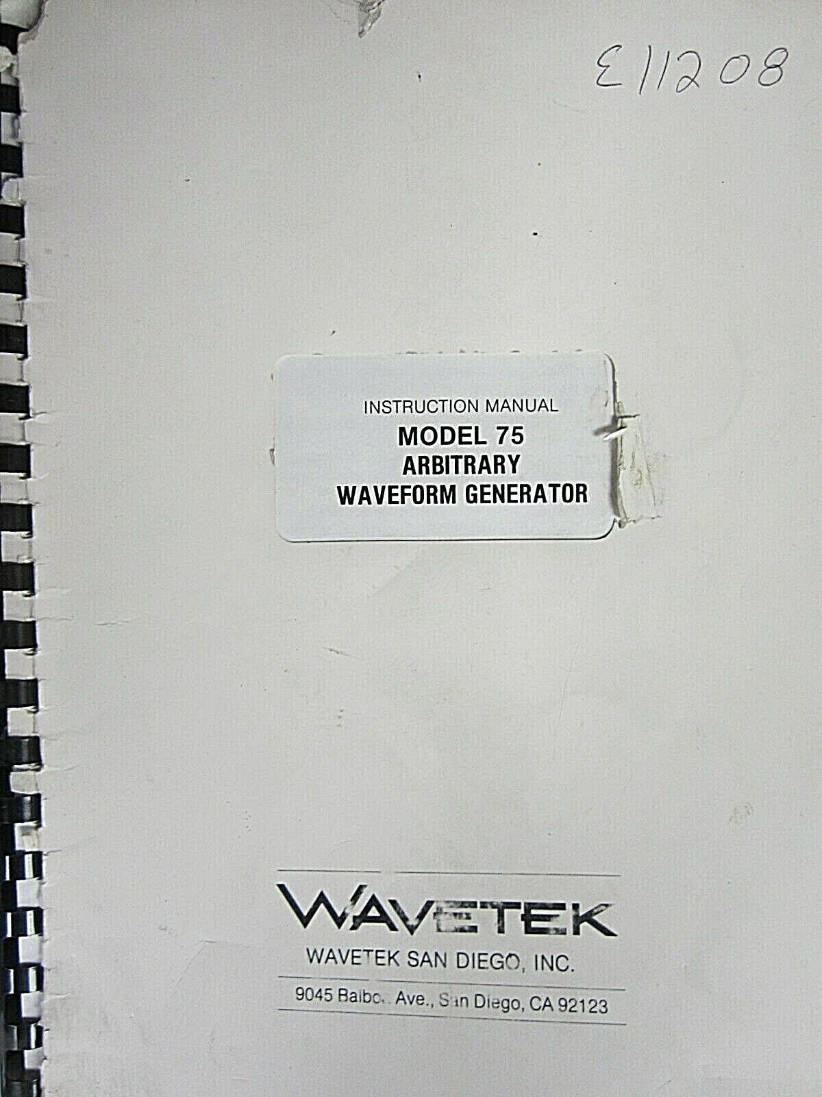 Wavetek Model 75 Arbitrary Waveform Generator Instruction Manual Rev. 5/88 | eBay