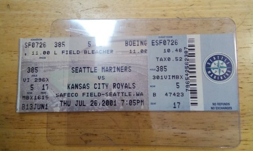 2001 Safeco Field Seattle Mariners vs Royals Baseball Ticket stub July ...