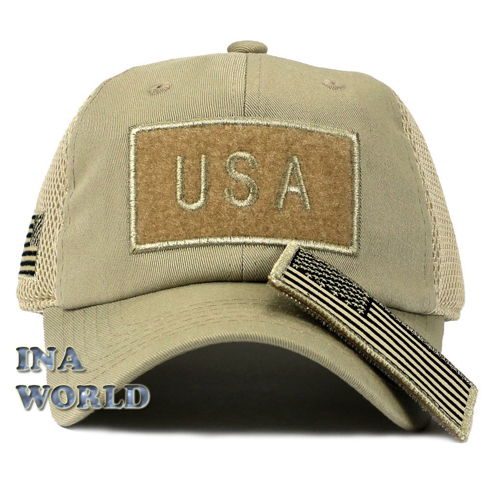USA Flag Hat Detachable Patch Tactical Operator Micro Mesh Military ...