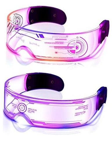 2 Pairs LED Visor Glasses 7 Colors Futuristic Glasses Light up Fancy ...