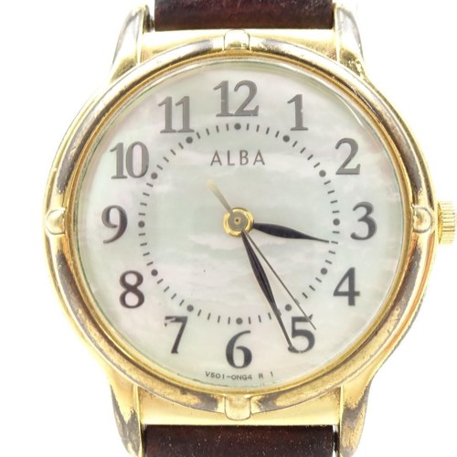 14002-4 Seiko Alba/Wristwatch/Shell Dial/Leather Belt/Ladies | eBay