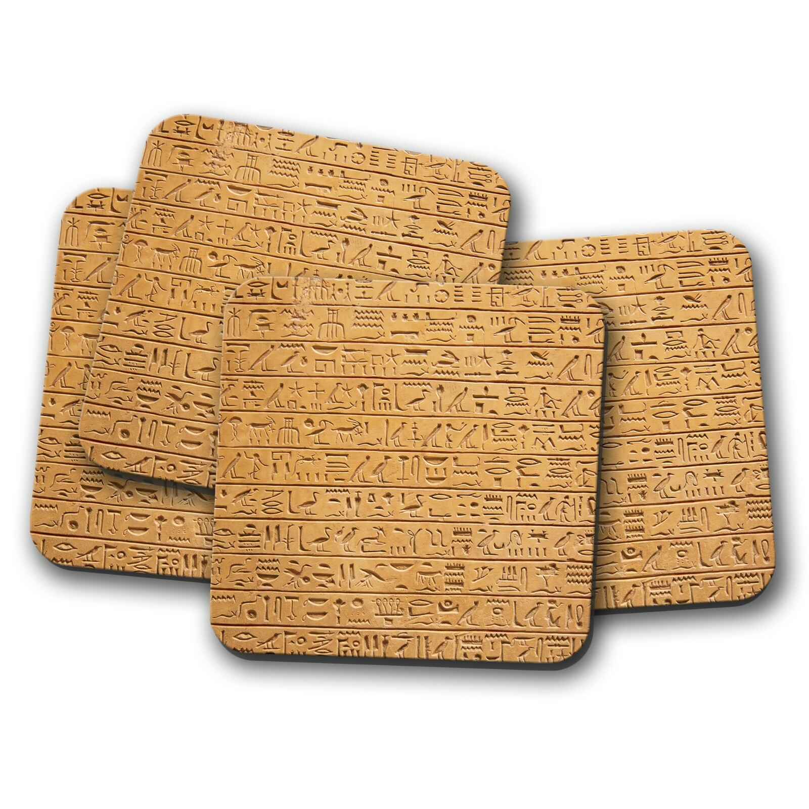4 Set - Hieroglyphics Stone Tablet Coaster - Language Study Egyptian ...