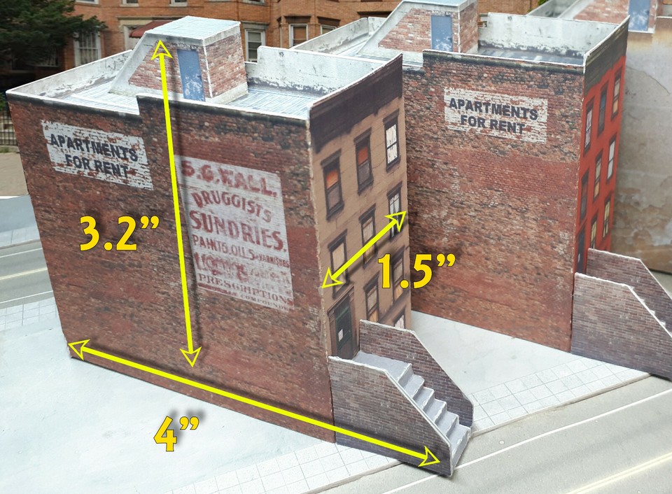 N Scale Buildings - 3 Row Houses - PRE-CUT Cardstock (PAPER) Kit RWHN1 ...