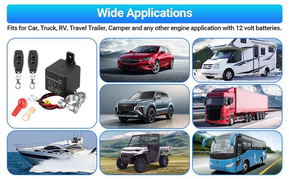 Dual Wireless Car Remote Battery Disconnect Relay Kill Master Cut-off ...